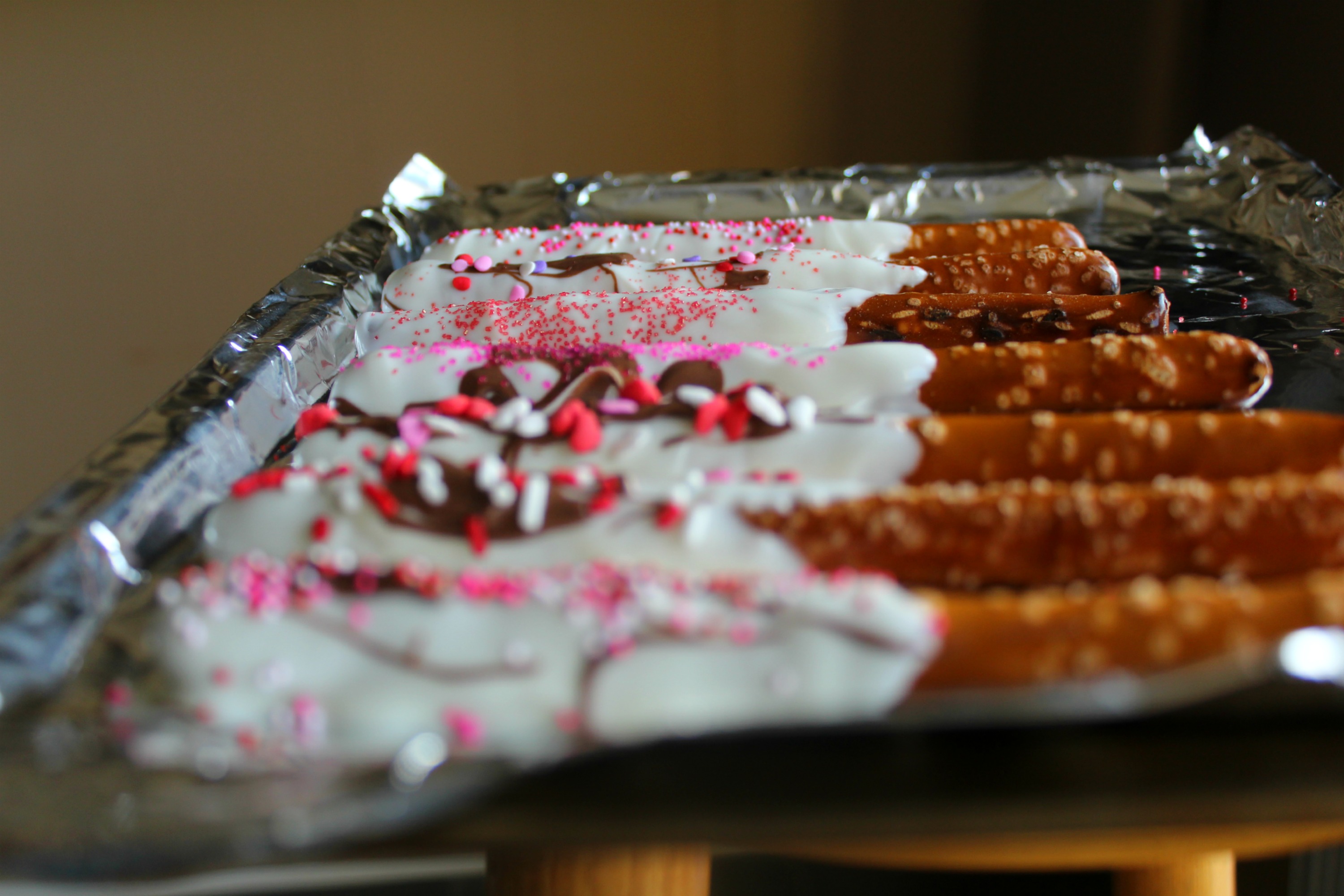 Chocolate Covered Valentine Pretzel Rods