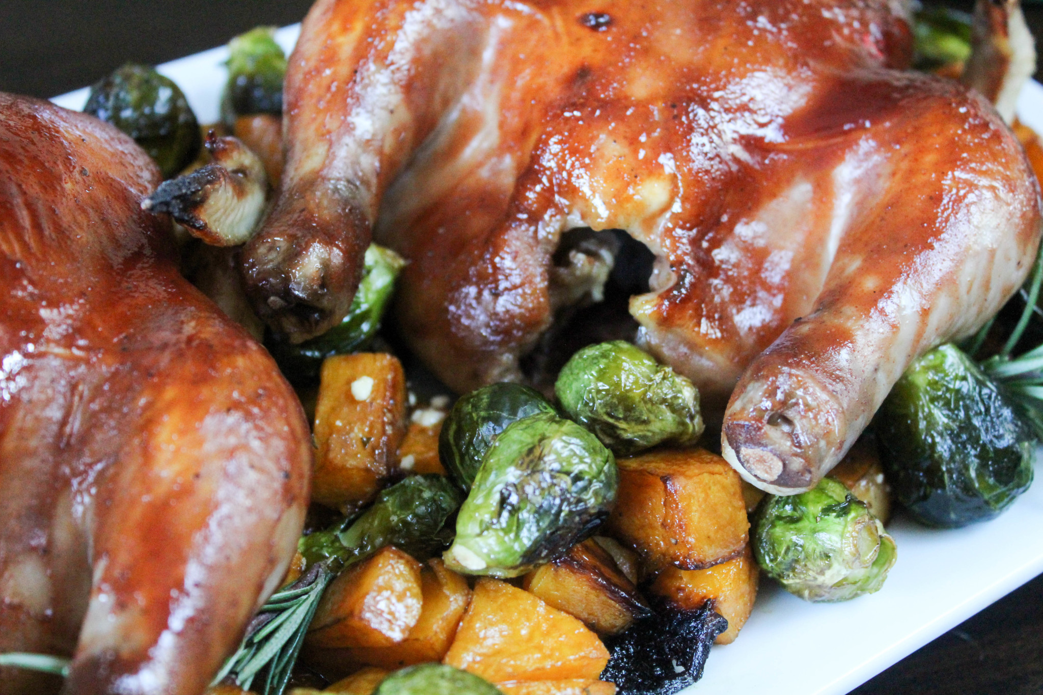 Pomegranate BBQ Basted Cornish Hens