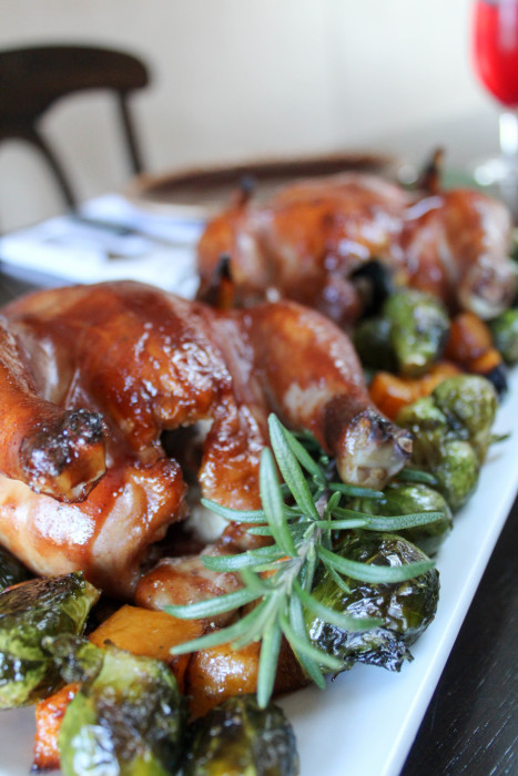 Pomegranate BBQ Basted Cornish Hens