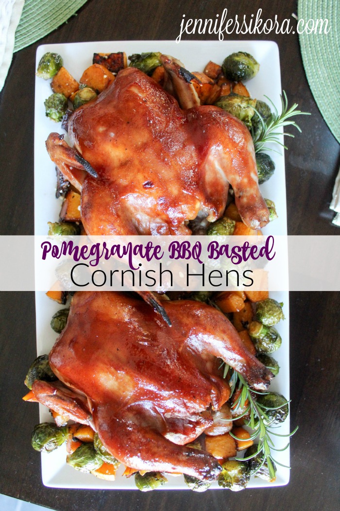 Pomegranate BBQ Basted Cornish Hens