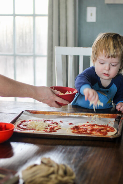 Letting Your Toddler Make Their Own Flat Pizzas